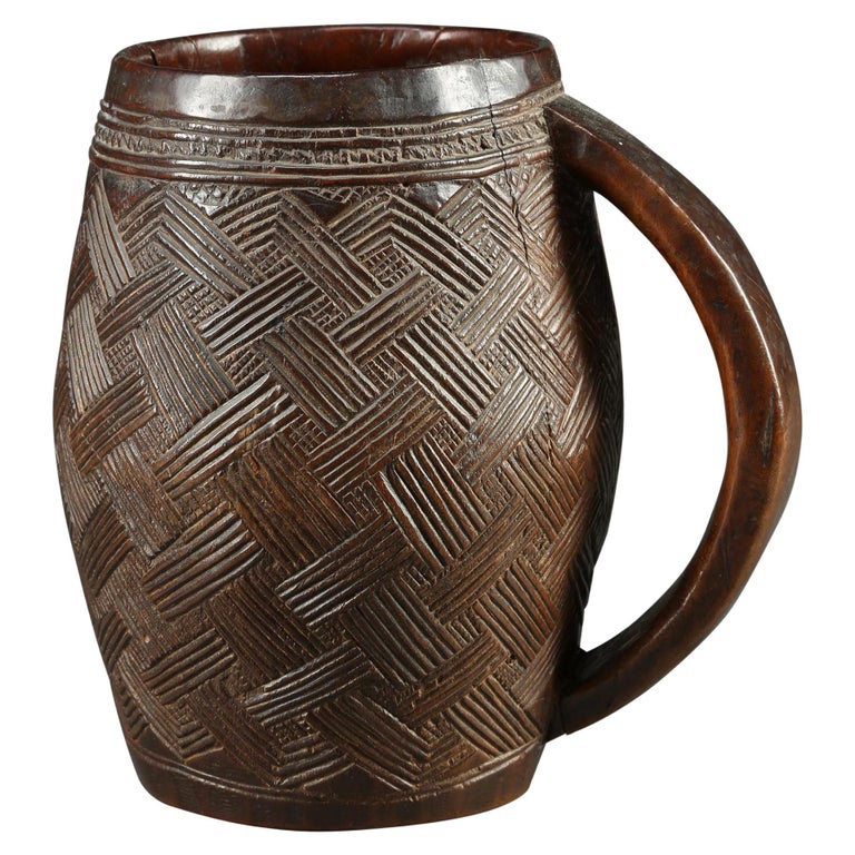 Early 20th Century Finely Carved Wood Kuba Cup with Geometric Designs ...