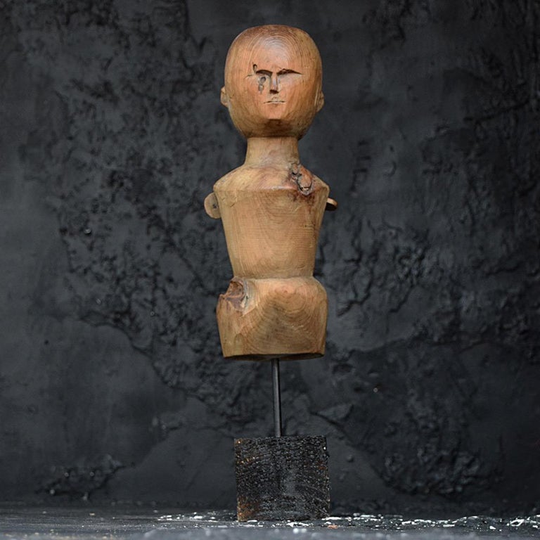 Early 20th Century Folk Art Carved Doll Figure Torso at 1stDibs