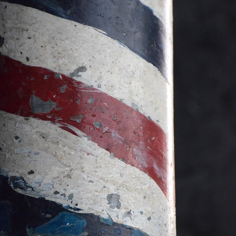 Early 20th Century Folk Art Zinc Barbers Pole Trade Sign For Sale at ...