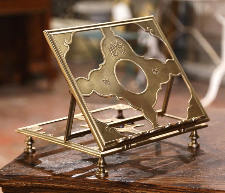 Early 20th Century French Adjustable Brass Table Book Stand or Music ...