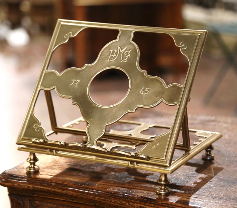 Early 20th Century French Adjustable Brass Table Book Stand or Music ...