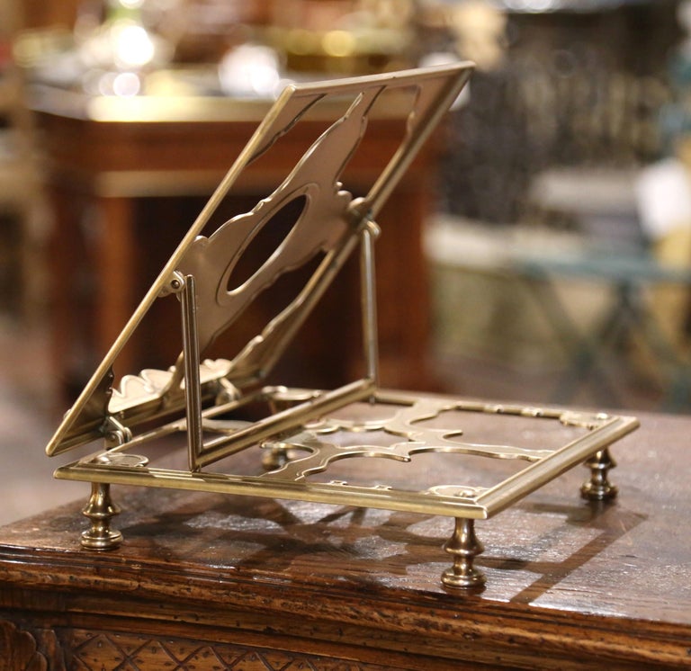 Early 20th Century French Adjustable Brass Table Book Stand or Music ...