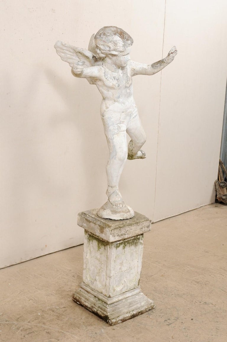 Early 20th Century French Antique Cupid Garden Statue For Sale at 1stDibs