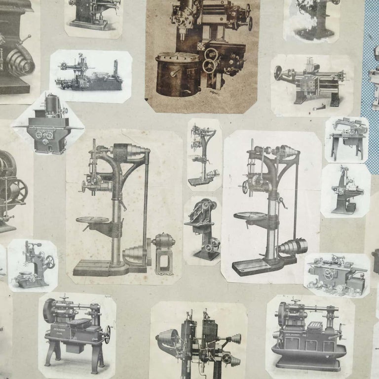 Early 20th Century French Antique Machines Collage Composition For Sale ...
