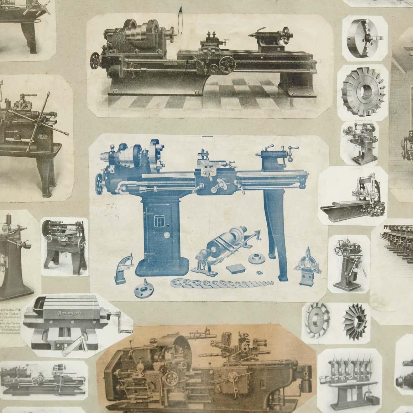 Early 20th Century French Antique Machines Collage Composition For Sale ...