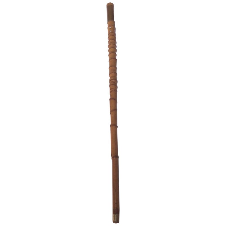 Early 20th Century, French Bamboo and Gilded Brass Gamble Cane For Sale ...