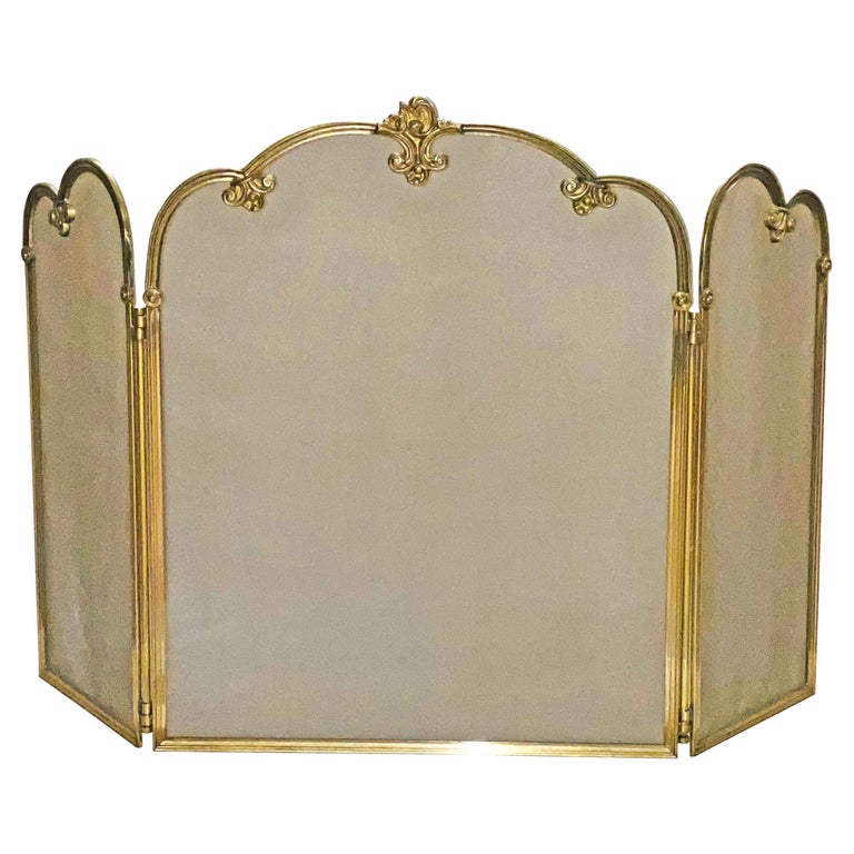 Early 20th Century French Brass Rococo Fireplace Screen For Sale at 1stDibs