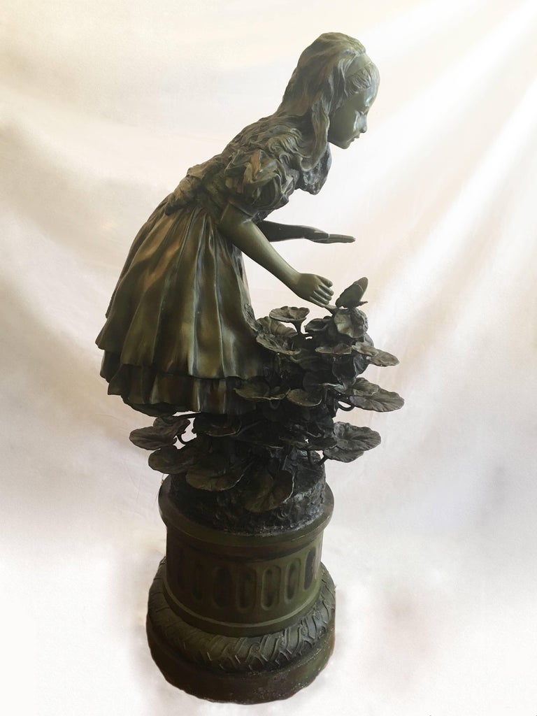 Early 20th Century French Bronze "Young Girl Catching a Butterfly ...