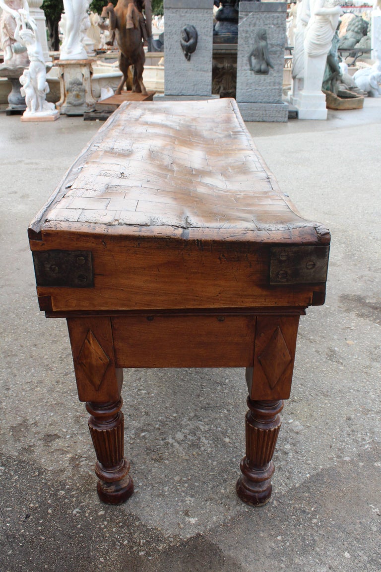 Early 20th Century French Butcher Table with Brass Fittings at 1stDibs