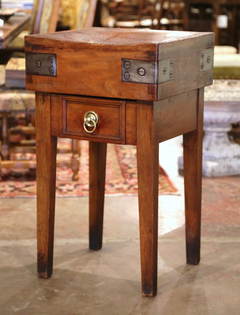 Early 20th Century French Carved Beechwood Butcher Block at 1stDibs