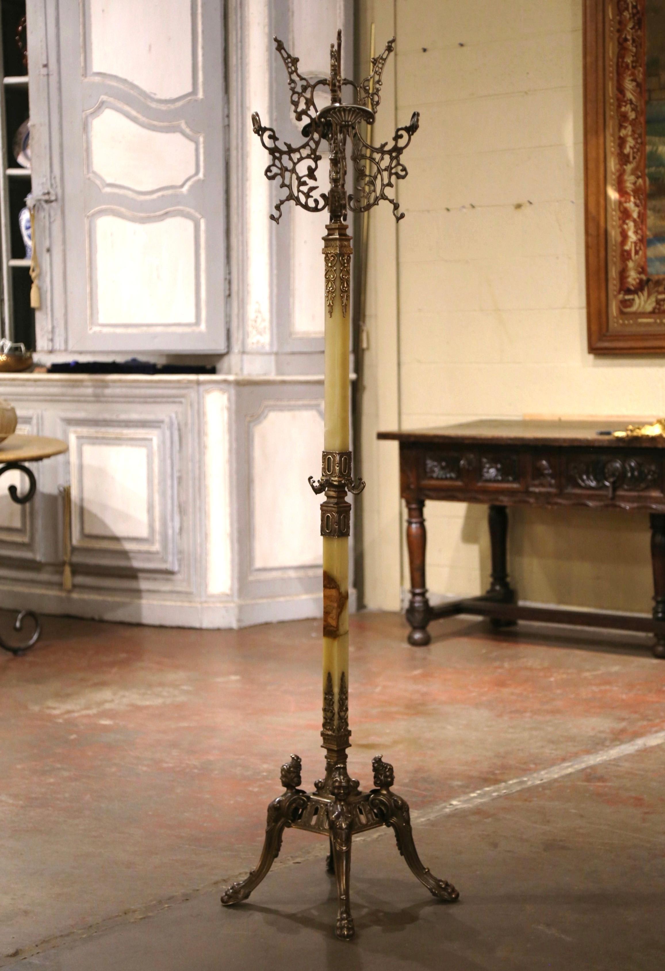 Early 20th Century French Carved Onyx and Brass Standing Hall Tree at ...