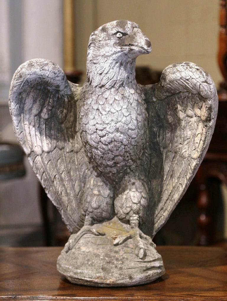 Early 20th Century French Carved Patinated Stone Eagle Sculpture at 1stDibs