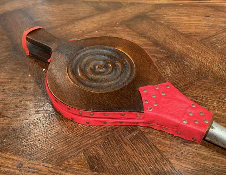 Early 20th Century French Carved Walnut, Iron and Leather Fireplace ...