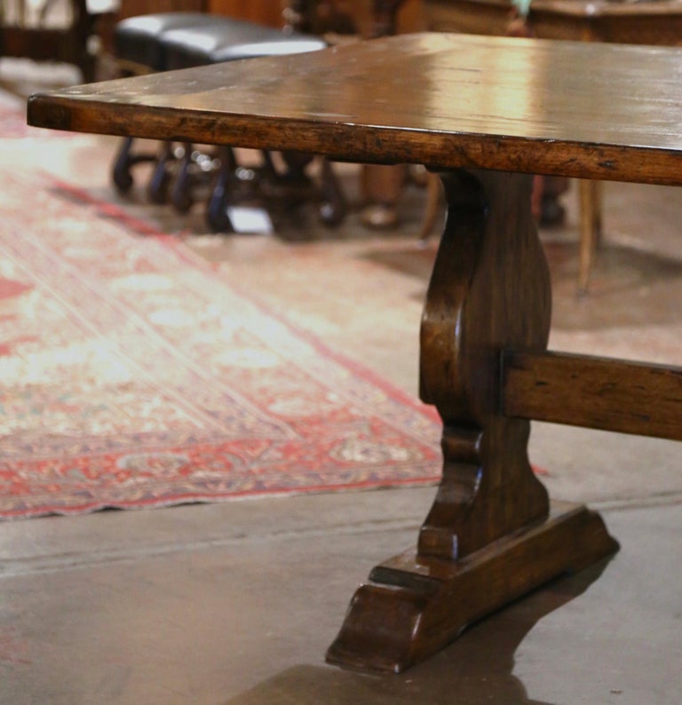 Early 20th Century French Carved Walnut Refectory Farm Trestle Table at ...