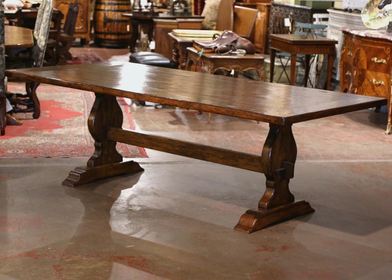 Early 20th Century French Carved Walnut Refectory Farm Trestle Table at ...