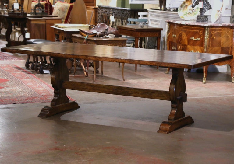Early 20th Century French Carved Walnut Refectory Farm Trestle Table at ...