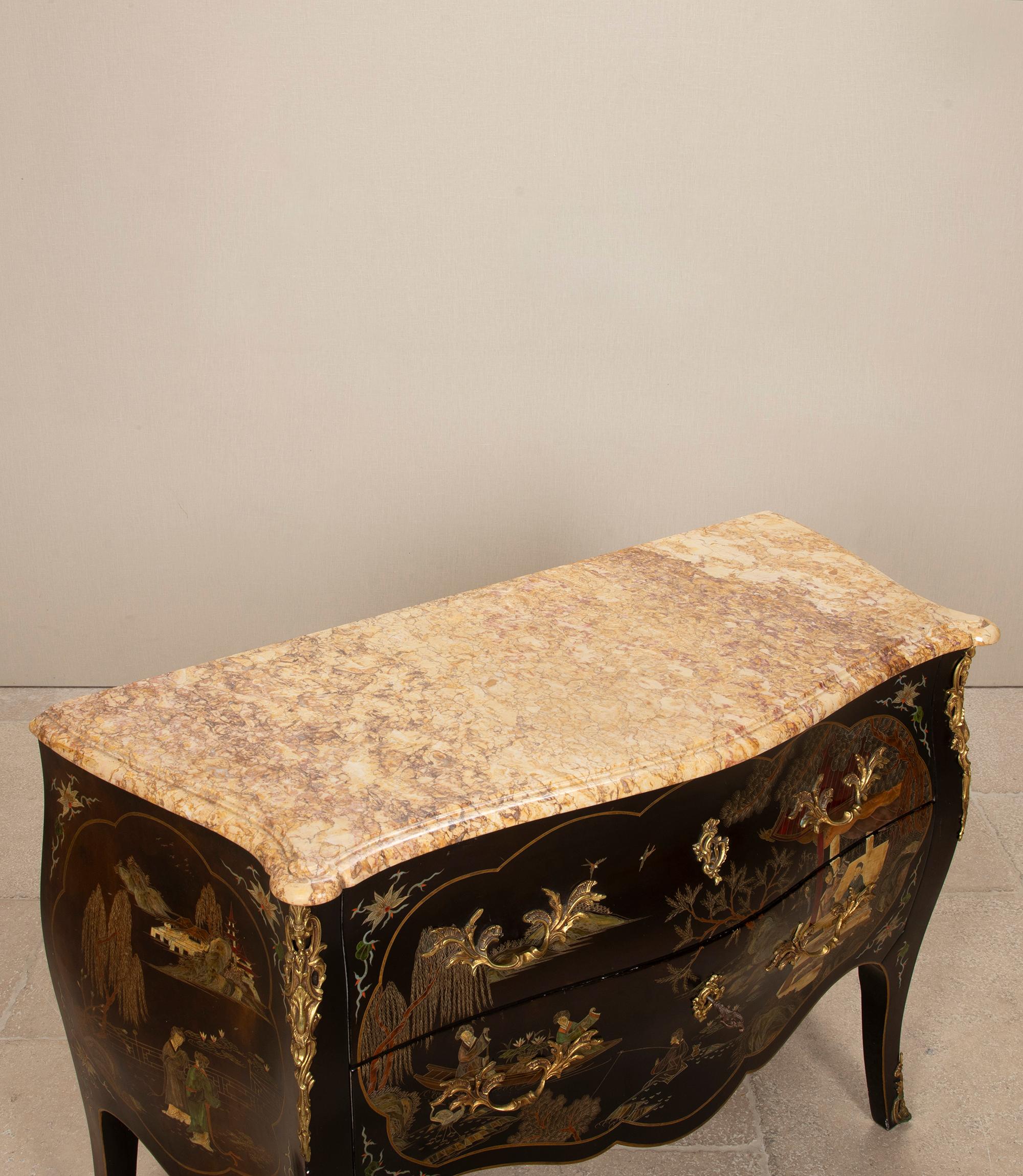 Early 20th Century French Chinoiserie Decorated Marble Top Commode For ...