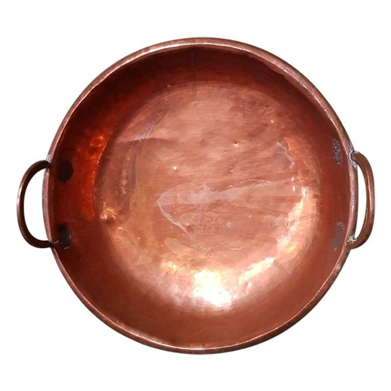 Early 20th Century French Copper Jam Pan with Brass Handles at 1stDibs