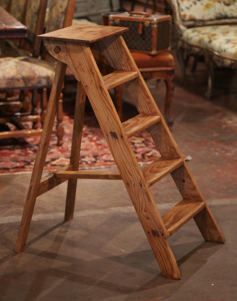 Early 20th Century French Country Carved Pine Folding Library Step ...