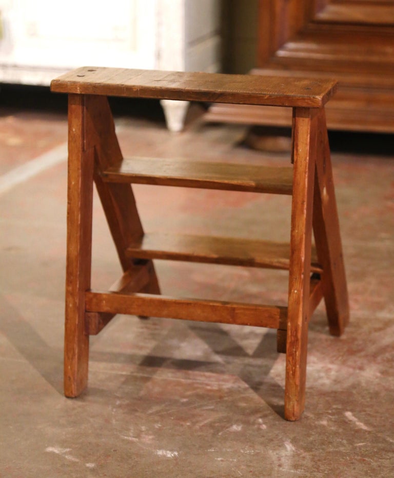 Early 20th Century French Country Carved Pine and Oak Three-Step ...