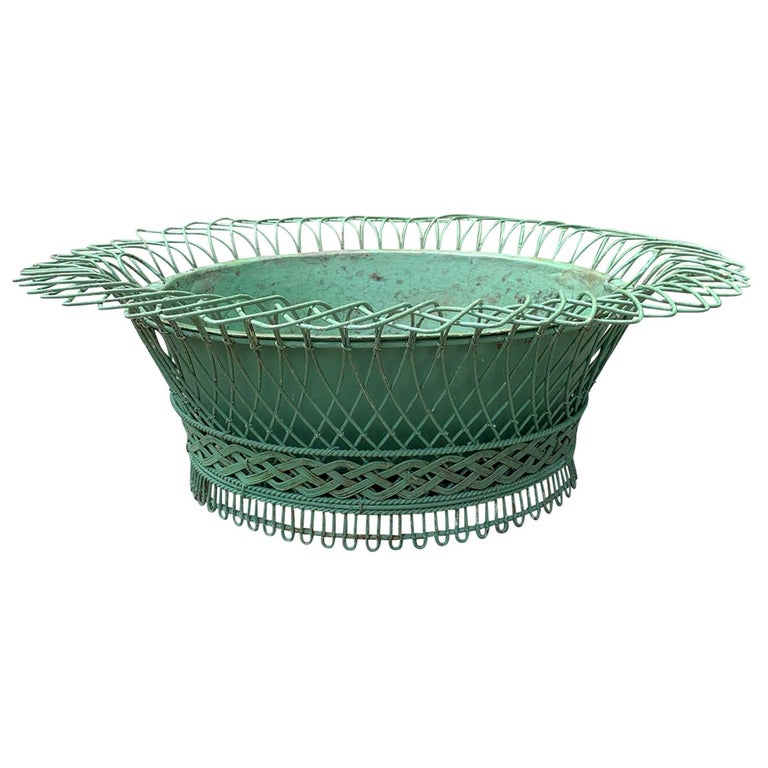 Early 20th Century French Custom Painted Wire Planter or Cachepot ...