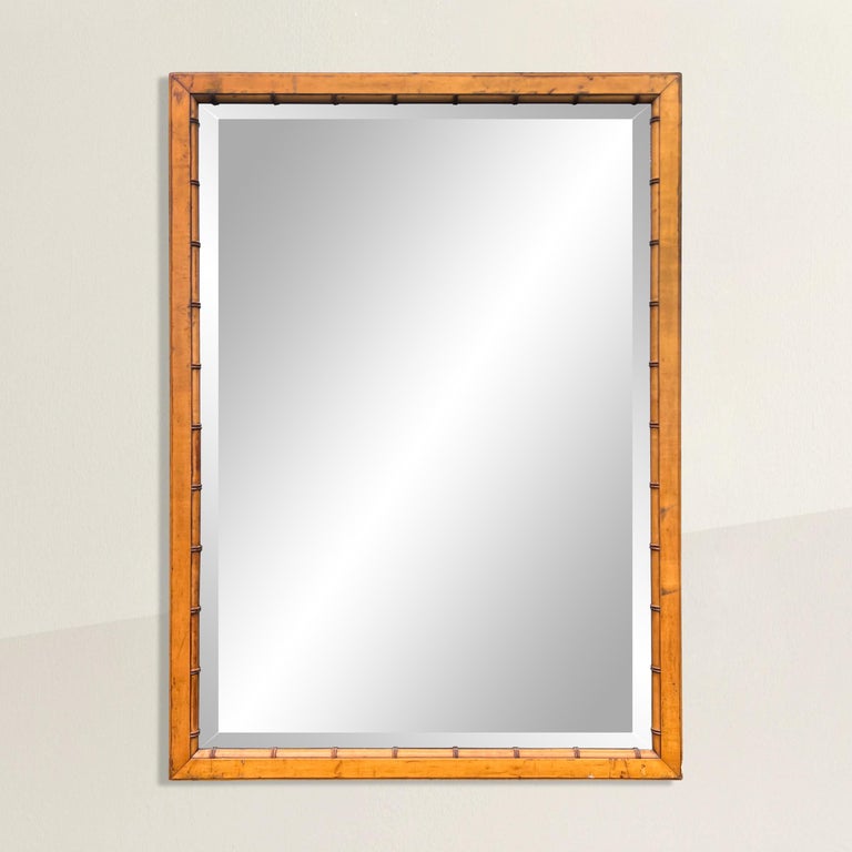 Early 20th Century French Faux Bamboo Framed Mirror For Sale at 1stDibs