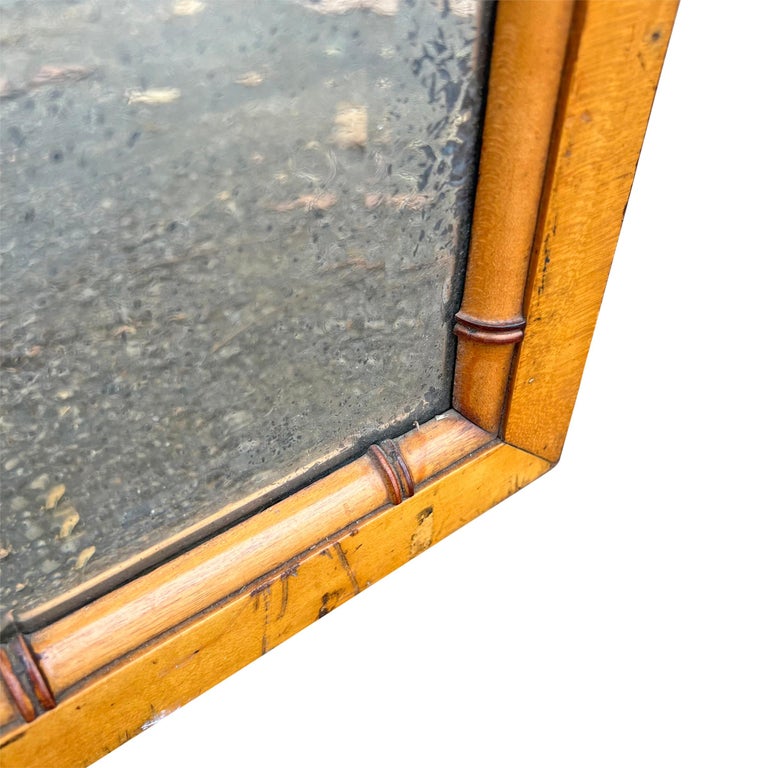 Early 20th Century French Faux Bamboo Framed Mirror For Sale at 1stDibs