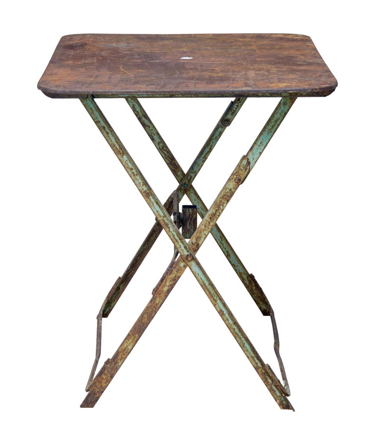 Early 20th century French folding metal garden table For Sale at 1stDibs
