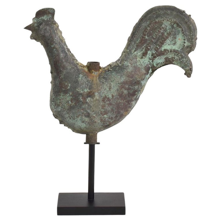 Early 20th Century, French Folk Art Copper Rooster, Weathervane For ...