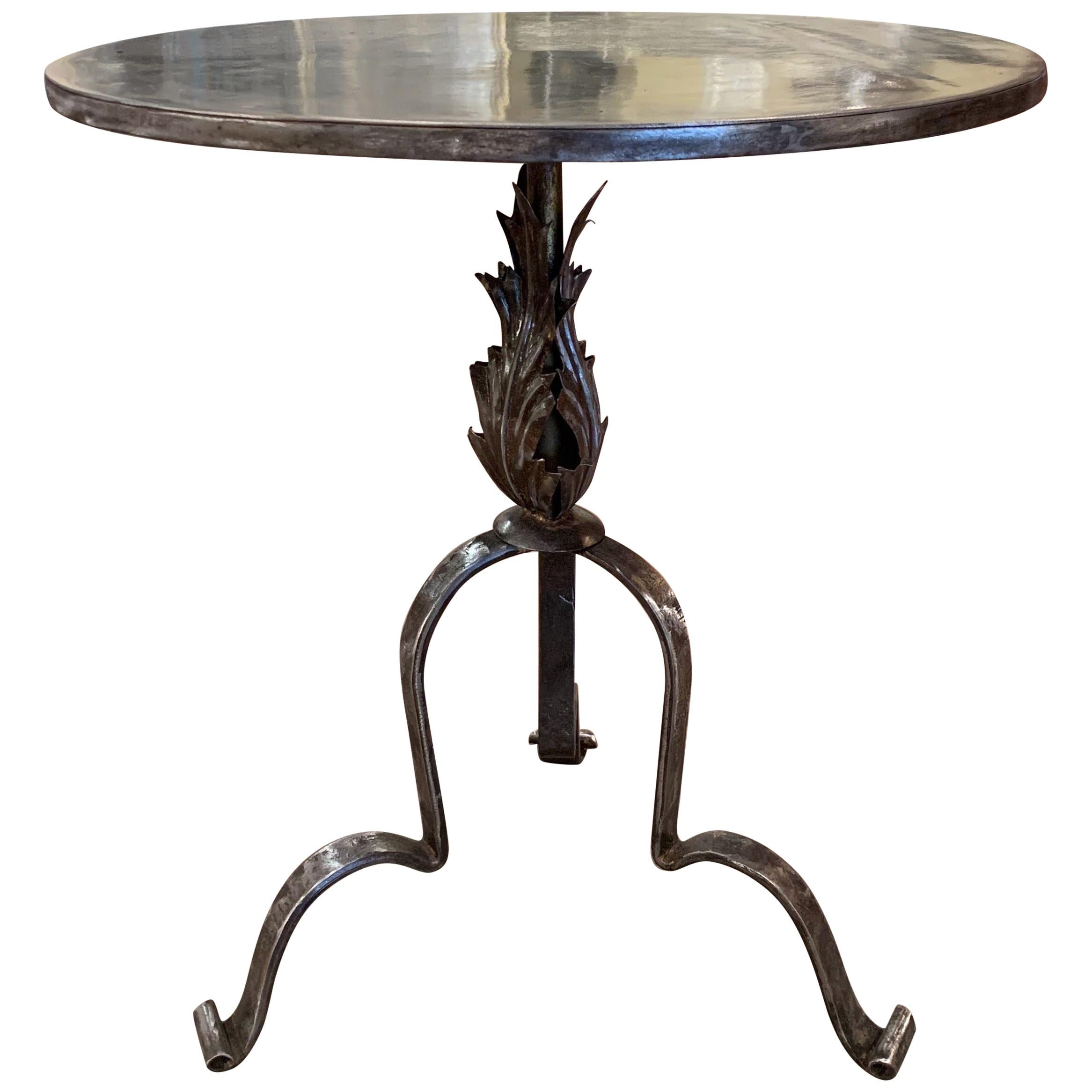 Early 20th Century French Forged and Polished Iron Martini Pedestal ...