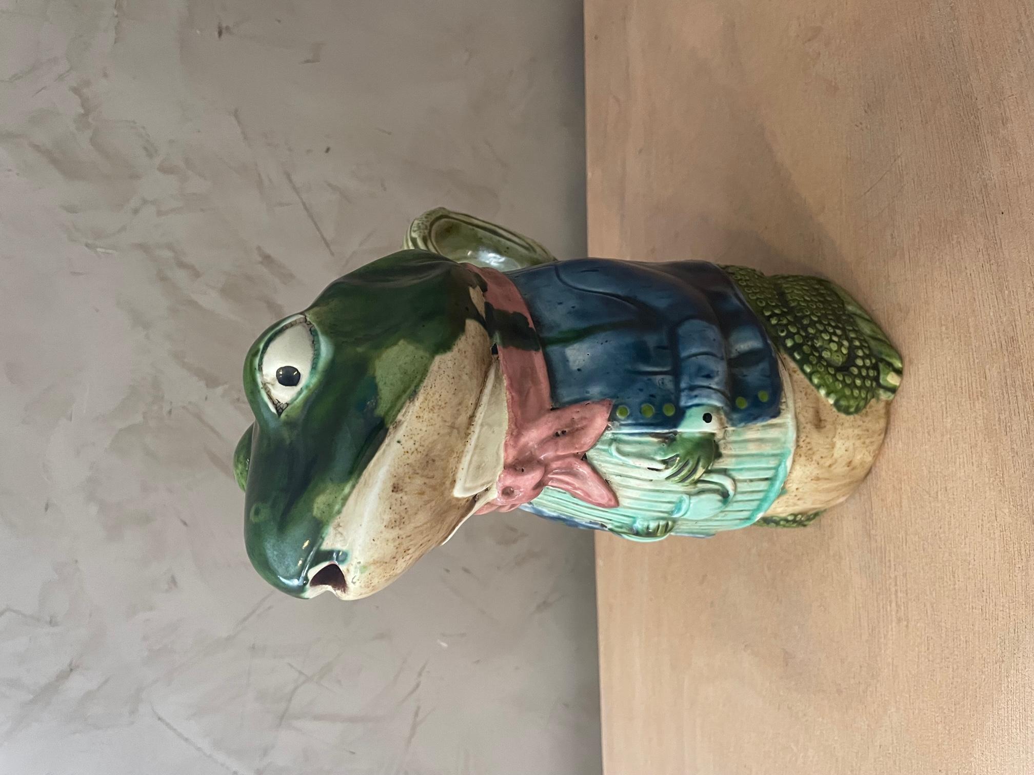 Early 20th Century French Frog Barbotine Pitcher, 1900s at 1stDibs ...