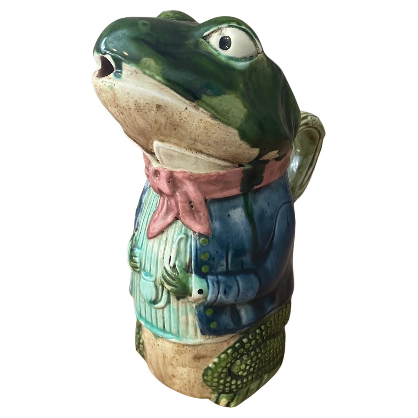 Early 20th Century French Frog Barbotine Pitcher, 1900s at 1stDibs ...