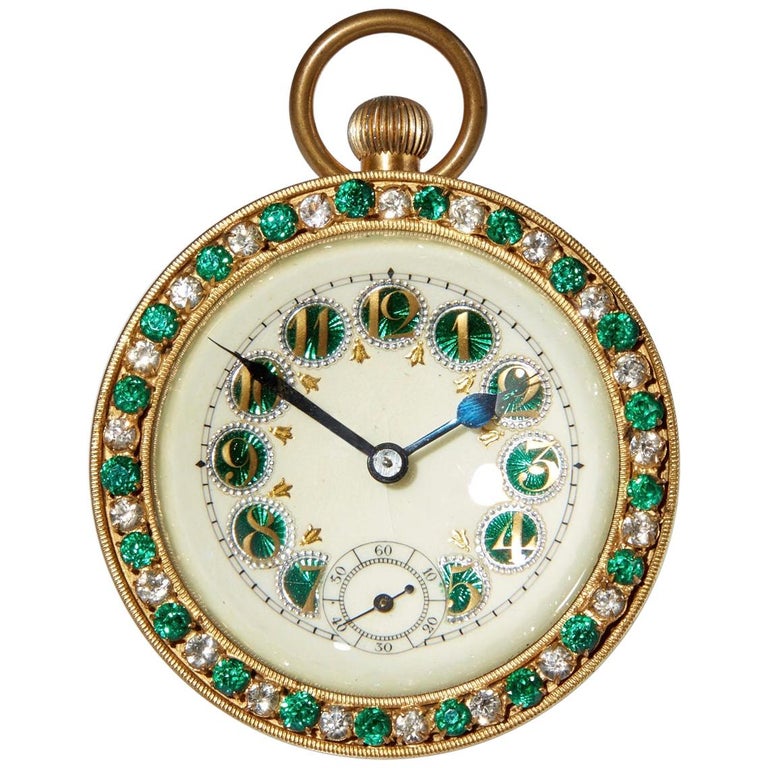 Early 20th Century French Gilded Ball Clock with Guilloche Enamel ...