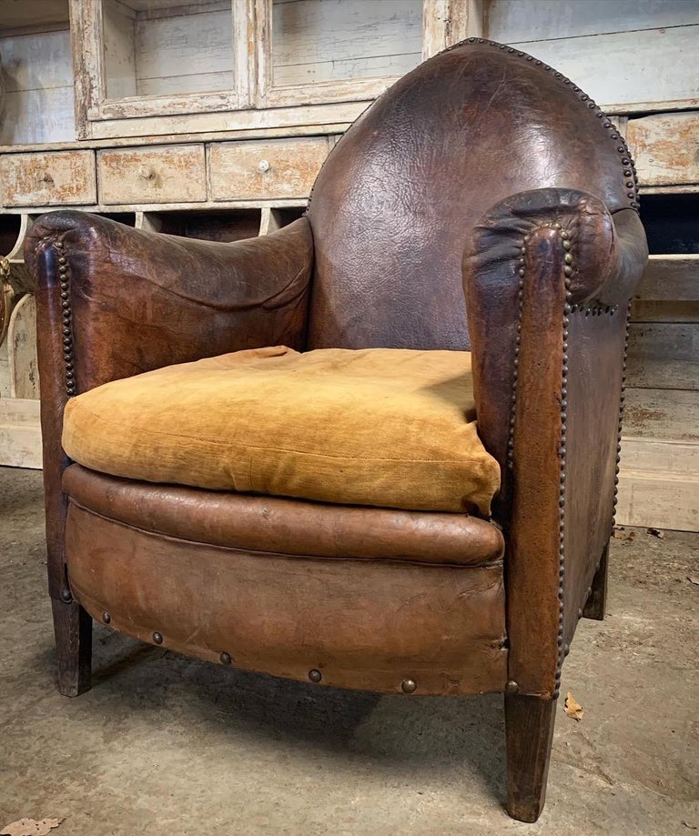 Early 20th Century French Gothic Style Club Chair For Sale at 1stDibs