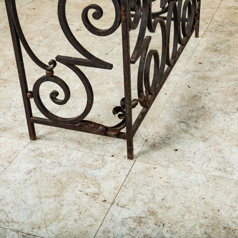 Early 20th Century French Hand Forged and Wrought Iron and Oak Console ...