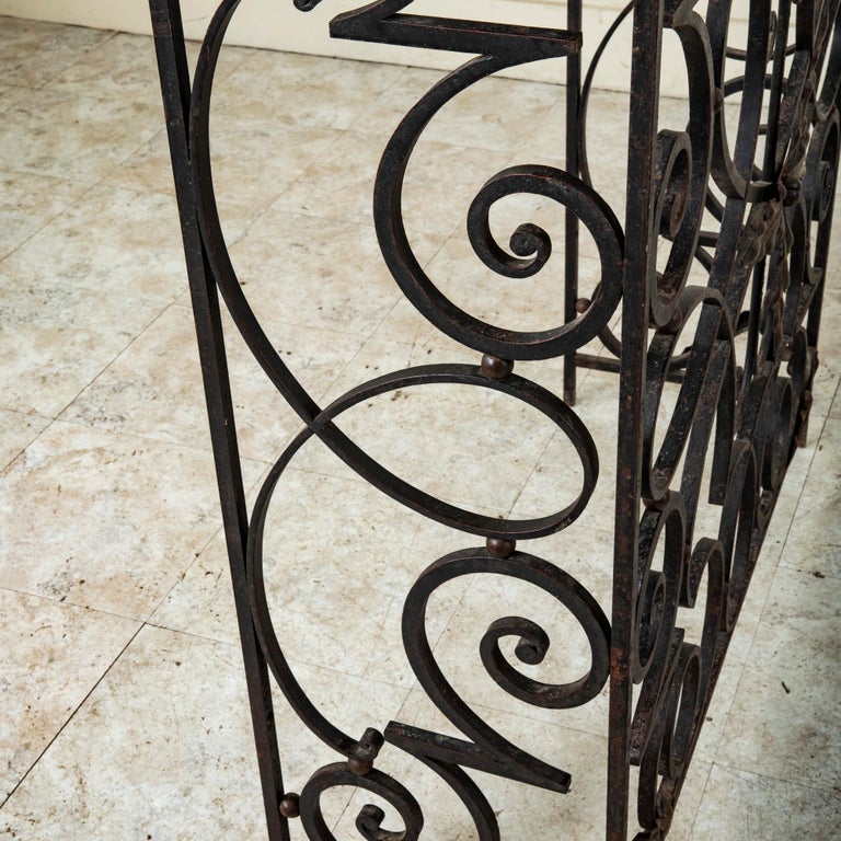 Early 20th Century French Hand Forged and Wrought Iron and Oak Console ...