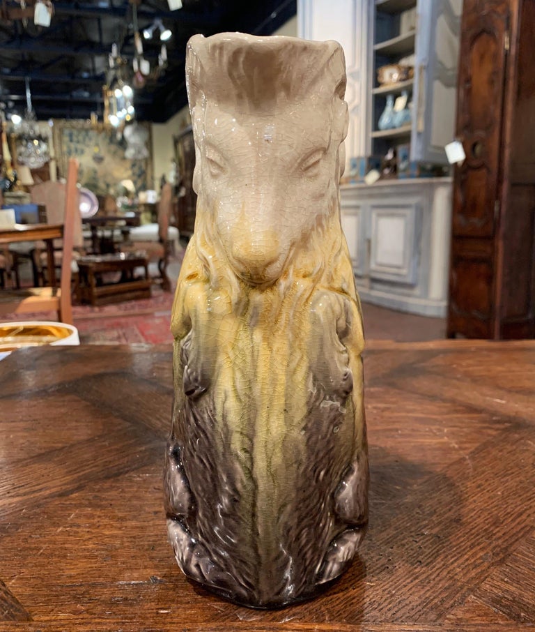 Early 20th Century French Hand Painted Barbotine Ceramic Ram Pitcher at ...