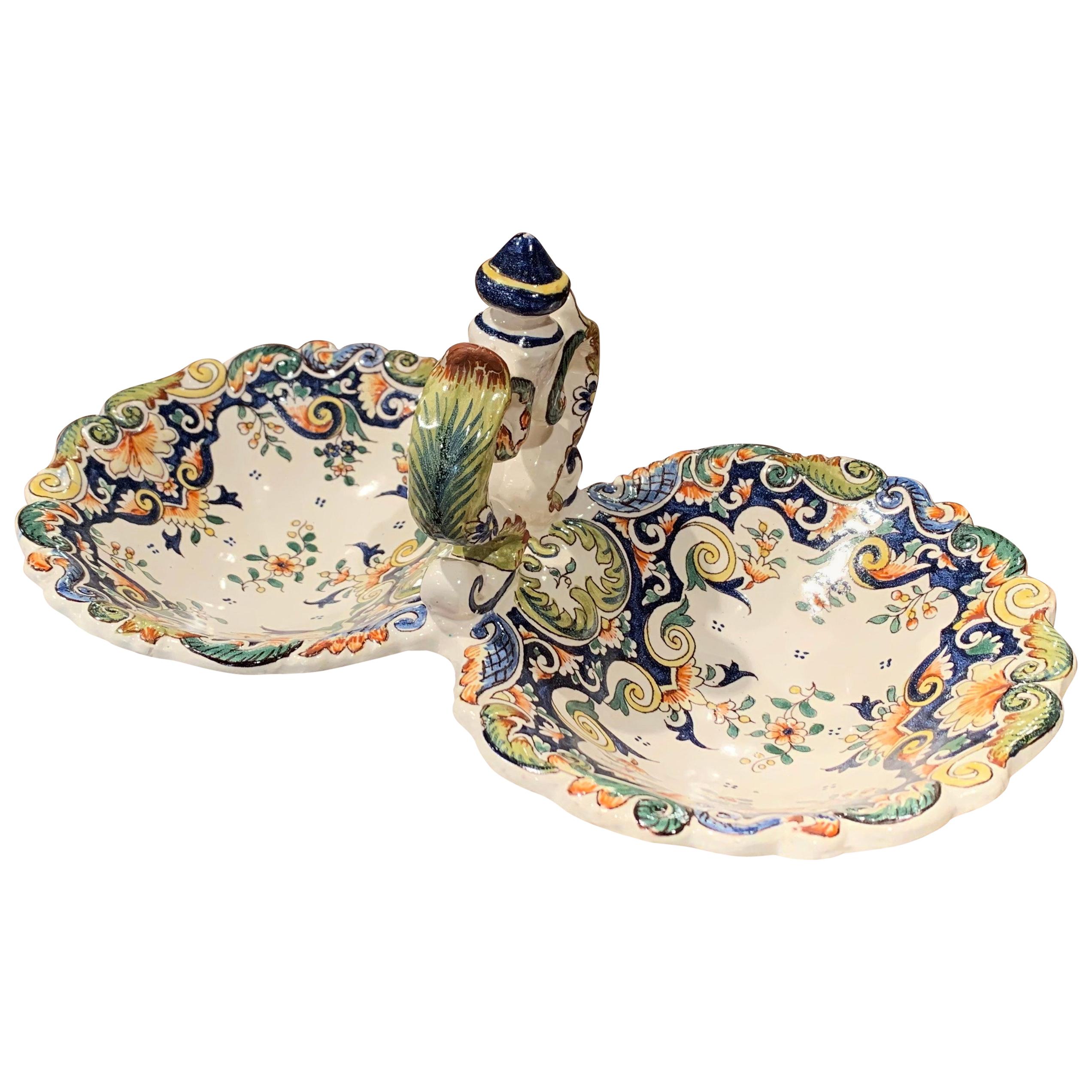 Pair of Early 20th Century French Painted Faience Candlesticks from ...