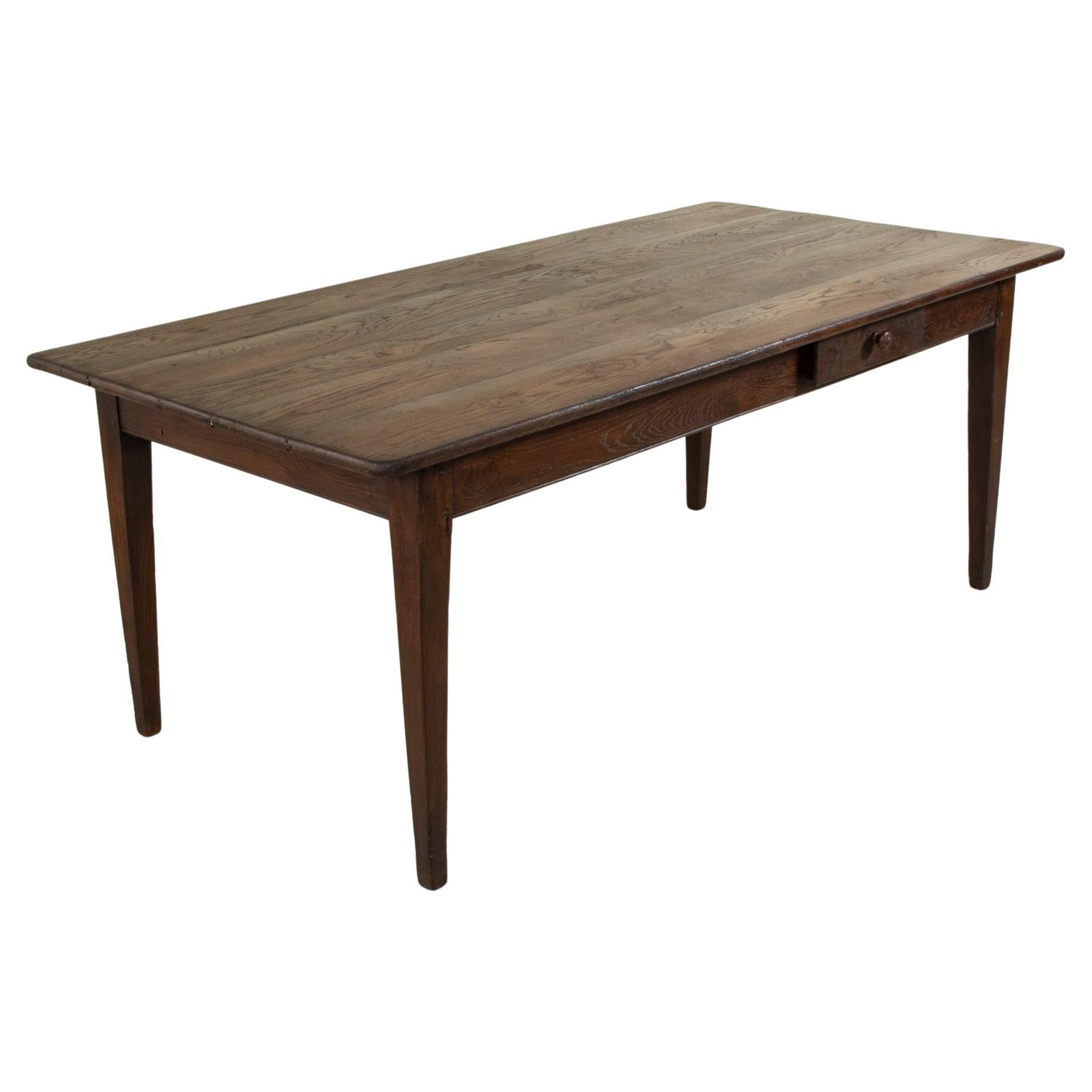 Early 20th Century French Farm Table With Drawers In Washed Oak at 1stDibs