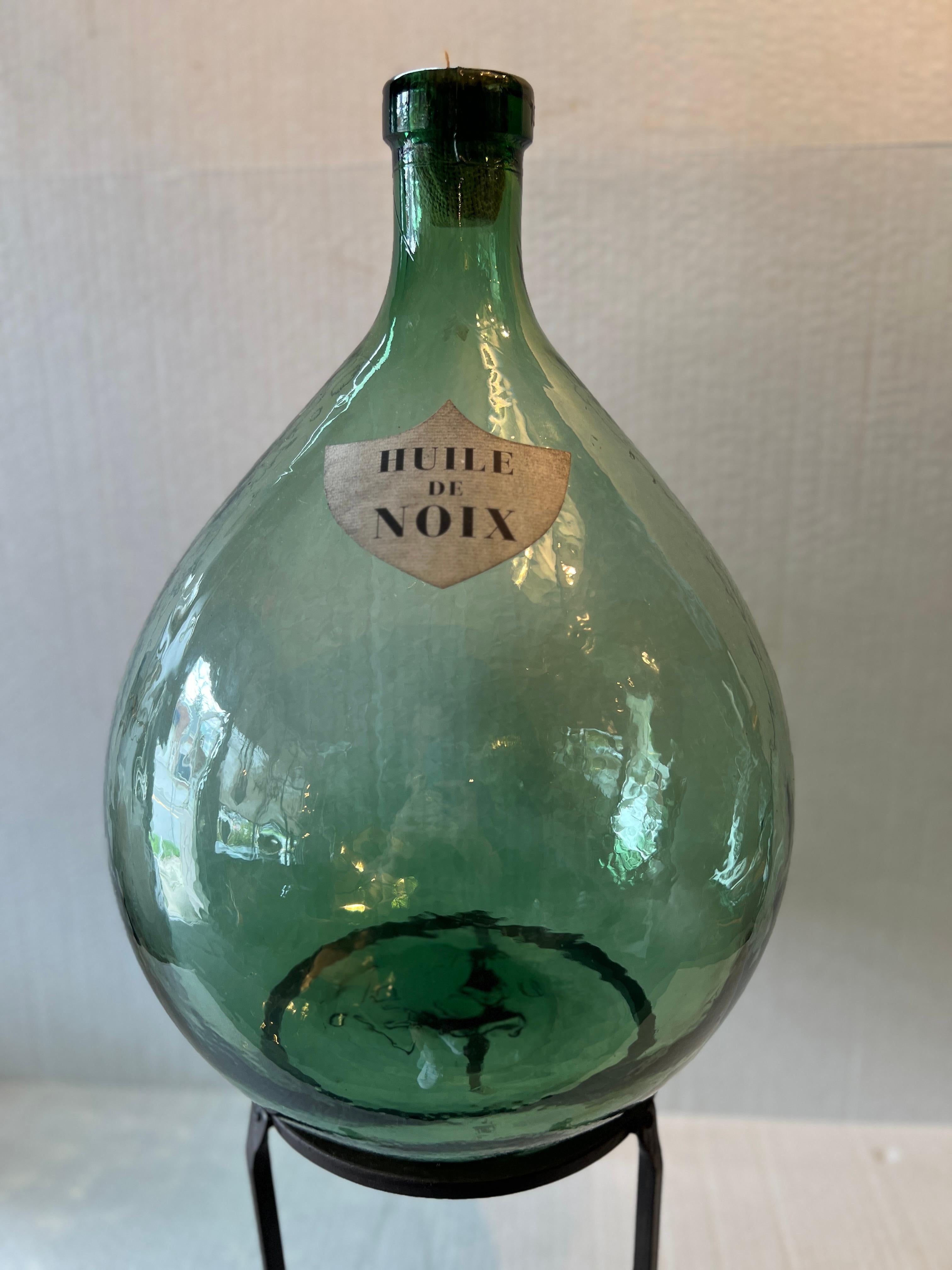 Early 20th Century French "Huile De Noix" Green Glass Demijohn For Sale ...