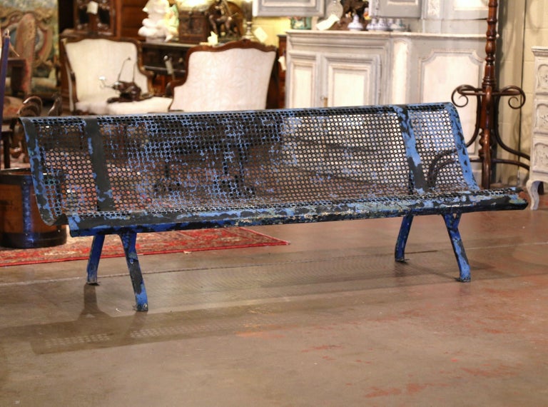 Early 20th Century French Iron and Metal Garden Bench with Curved Back ...