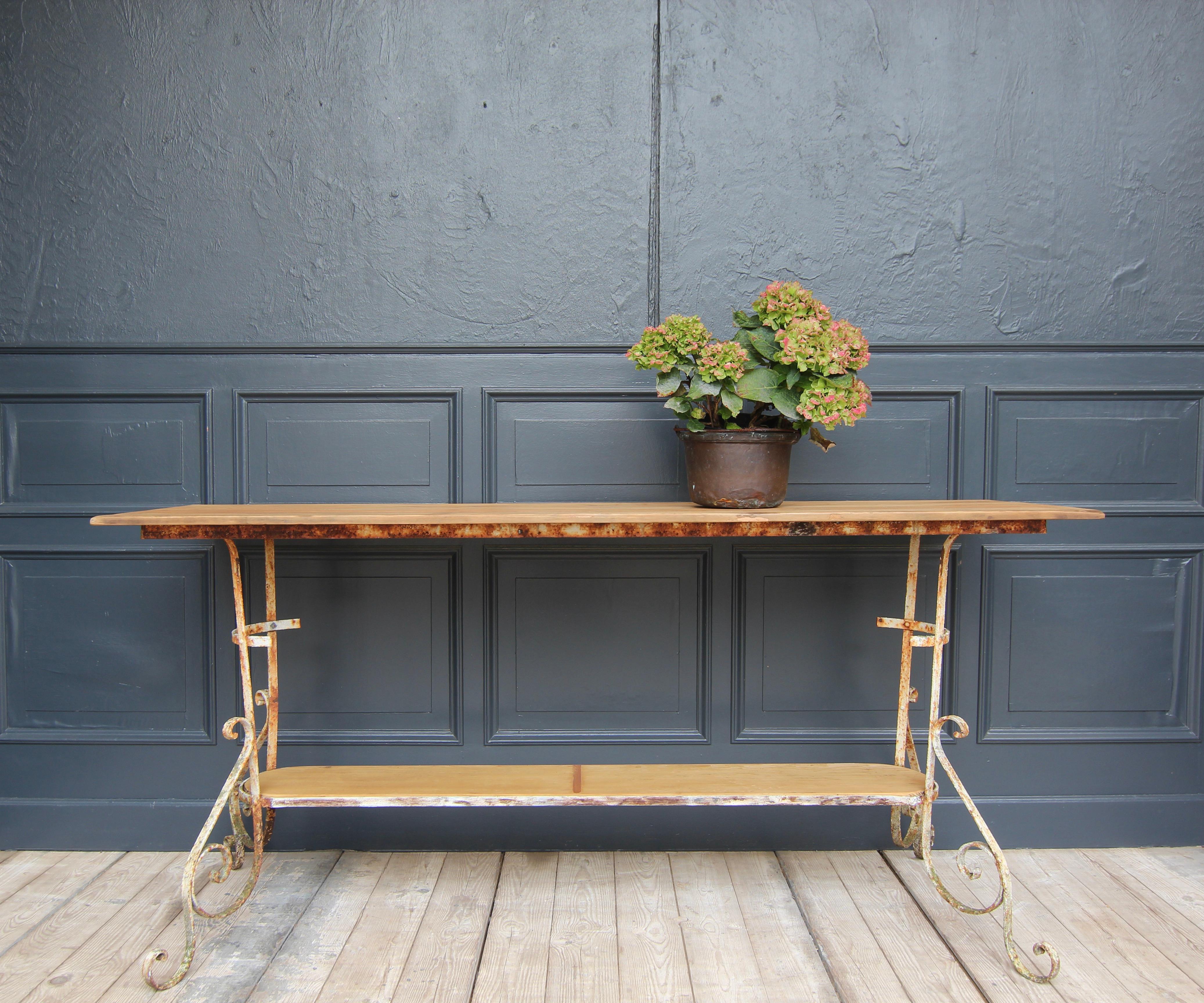 Early 20th Century French Iron Console Table For Sale at 1stDibs