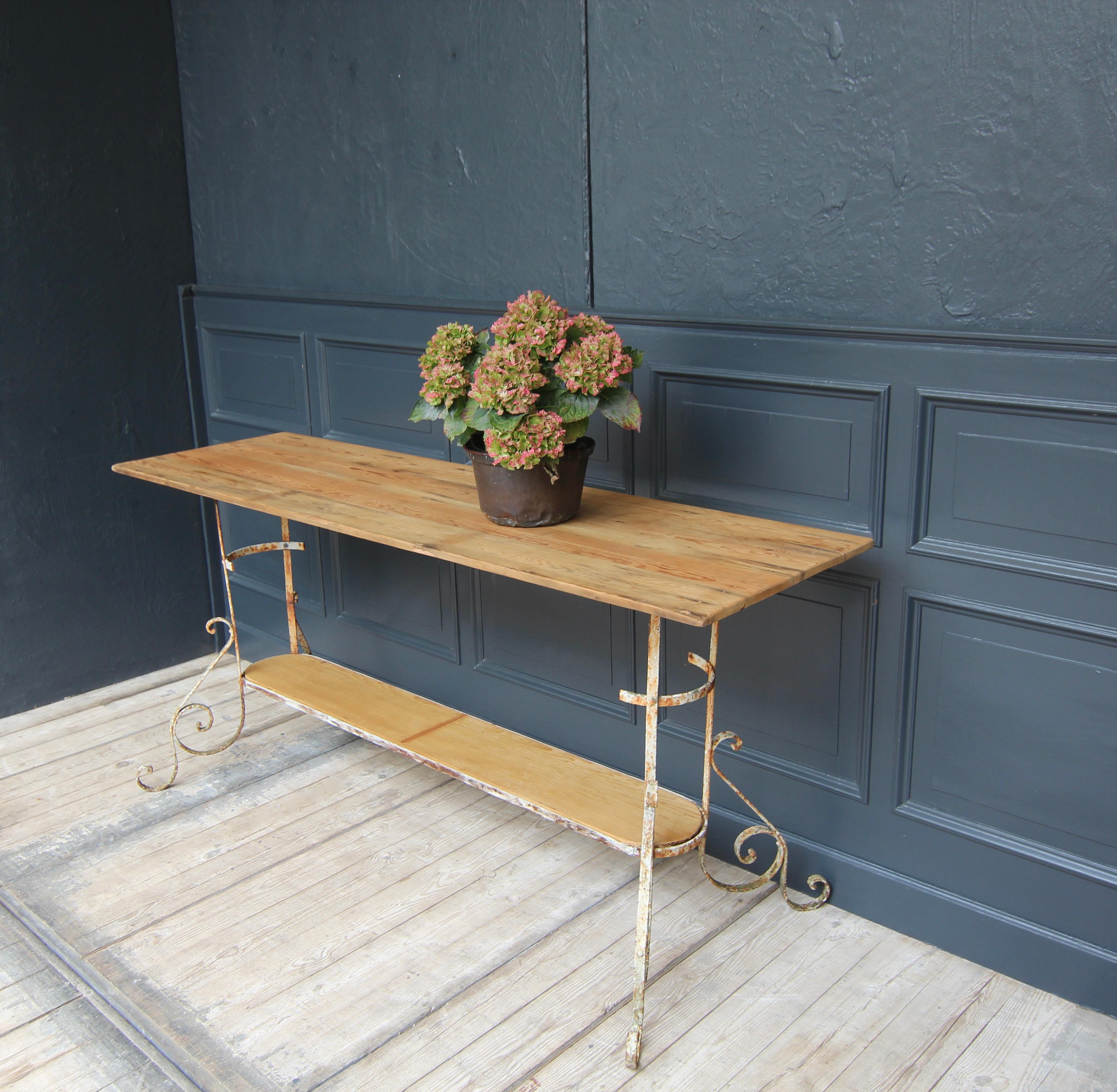 Early 20th Century French Iron Console Table For Sale at 1stDibs