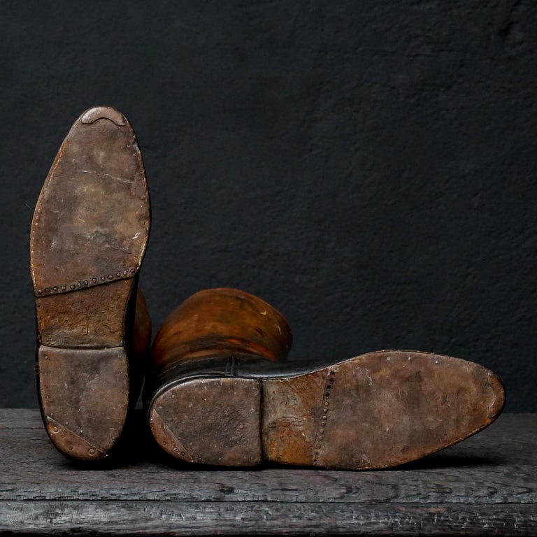 Early 20th Century French Leather Horse Riding Boots with Antique Boot ...
