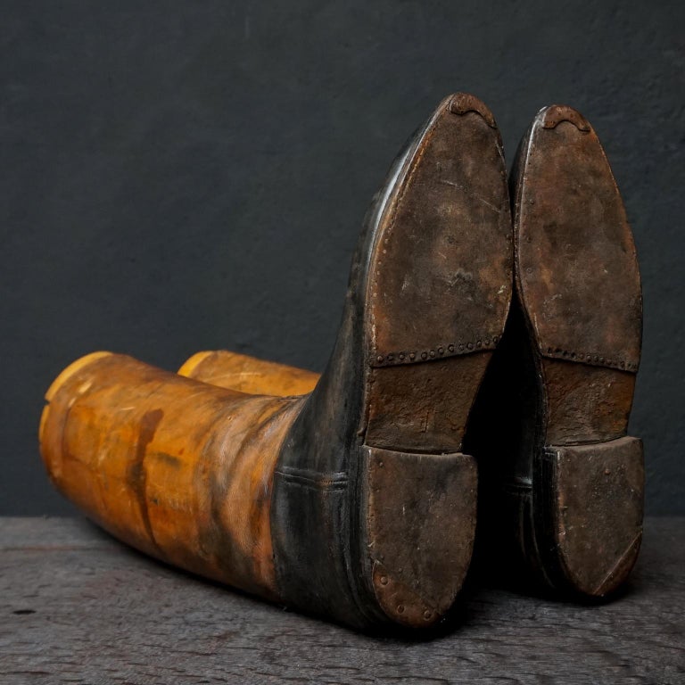 Early 20th Century French Leather Horse Riding Boots with Antique Boot ...