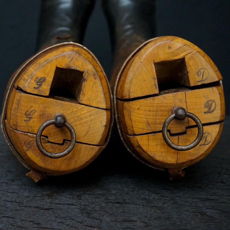 Early 20th Century French Leather Horse Riding Boots with Antique Boot ...