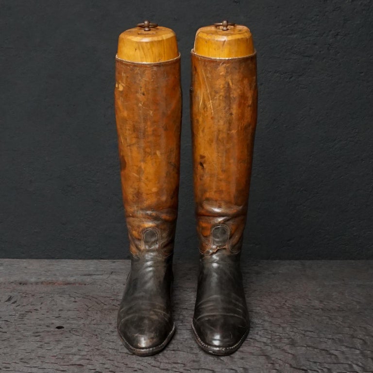 Early 20th Century French Leather Horse Riding Boots with Antique Boot ...