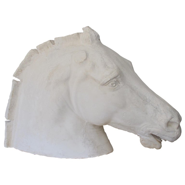 Early 20th Century French Life-Size Plaster Horse Head Inspired by The ...