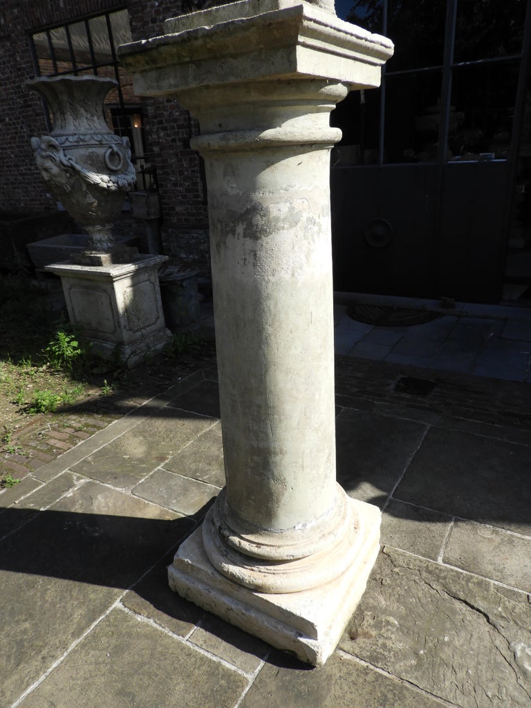 Early 20th Century French Limestone Statue and Pedestal For Sale at 1stDibs