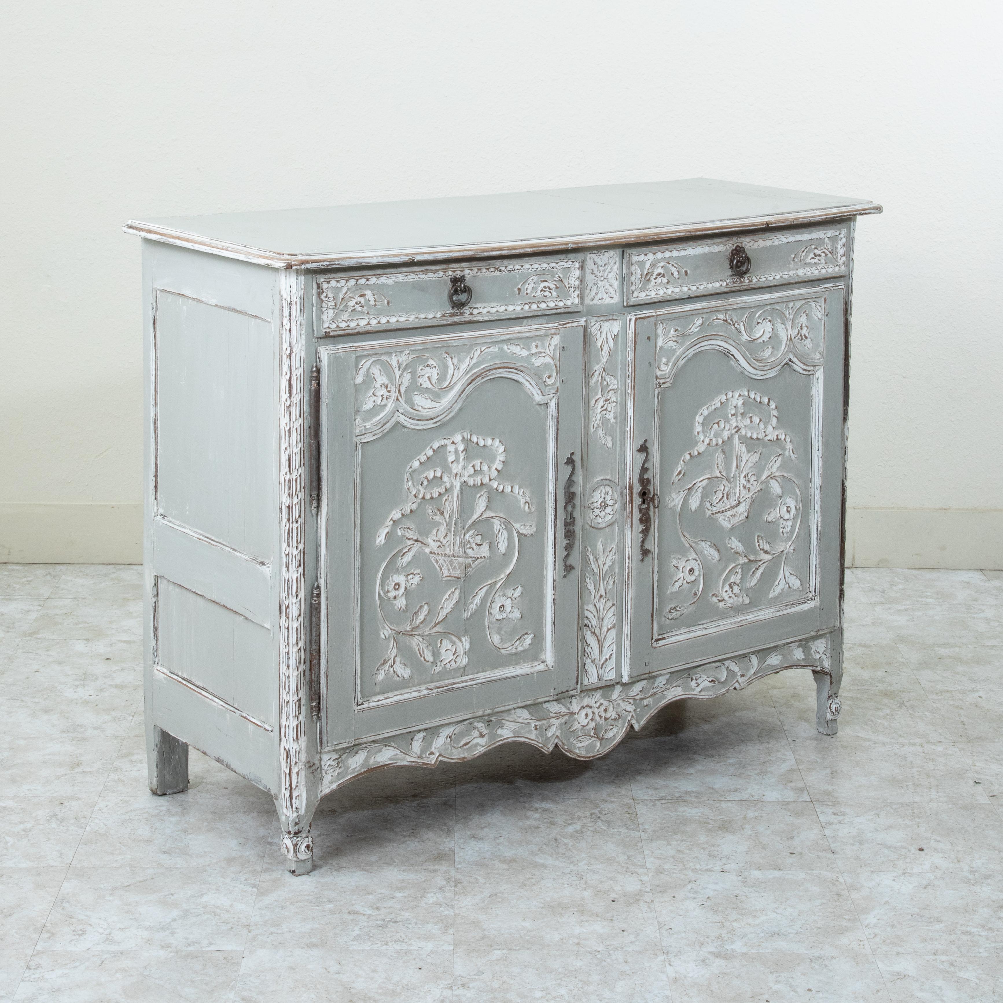 Early 20th Century French Louis XV Style Hand Carved Painted Buffet or ...